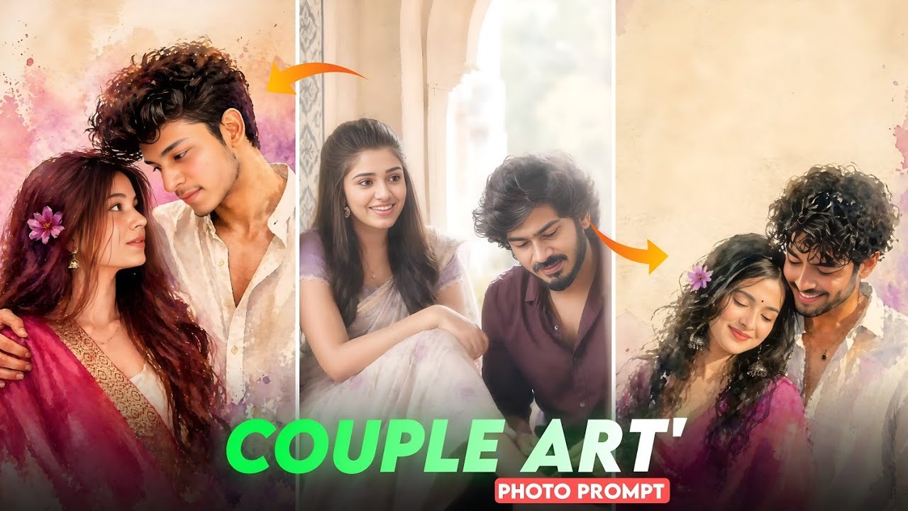 Couple Art Photo Prompt | Instagram Trending Couple Art Photo Editing Prompt | Couple Ai Art Image