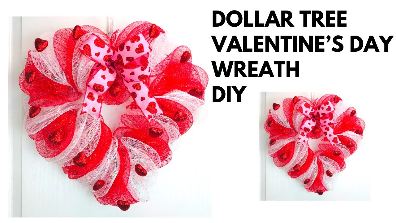 Dollar Tree ❤️ Heart Valentine’s Day Wreath DIY Easy & Inexpensive ❤️Spiral Deco Mesh