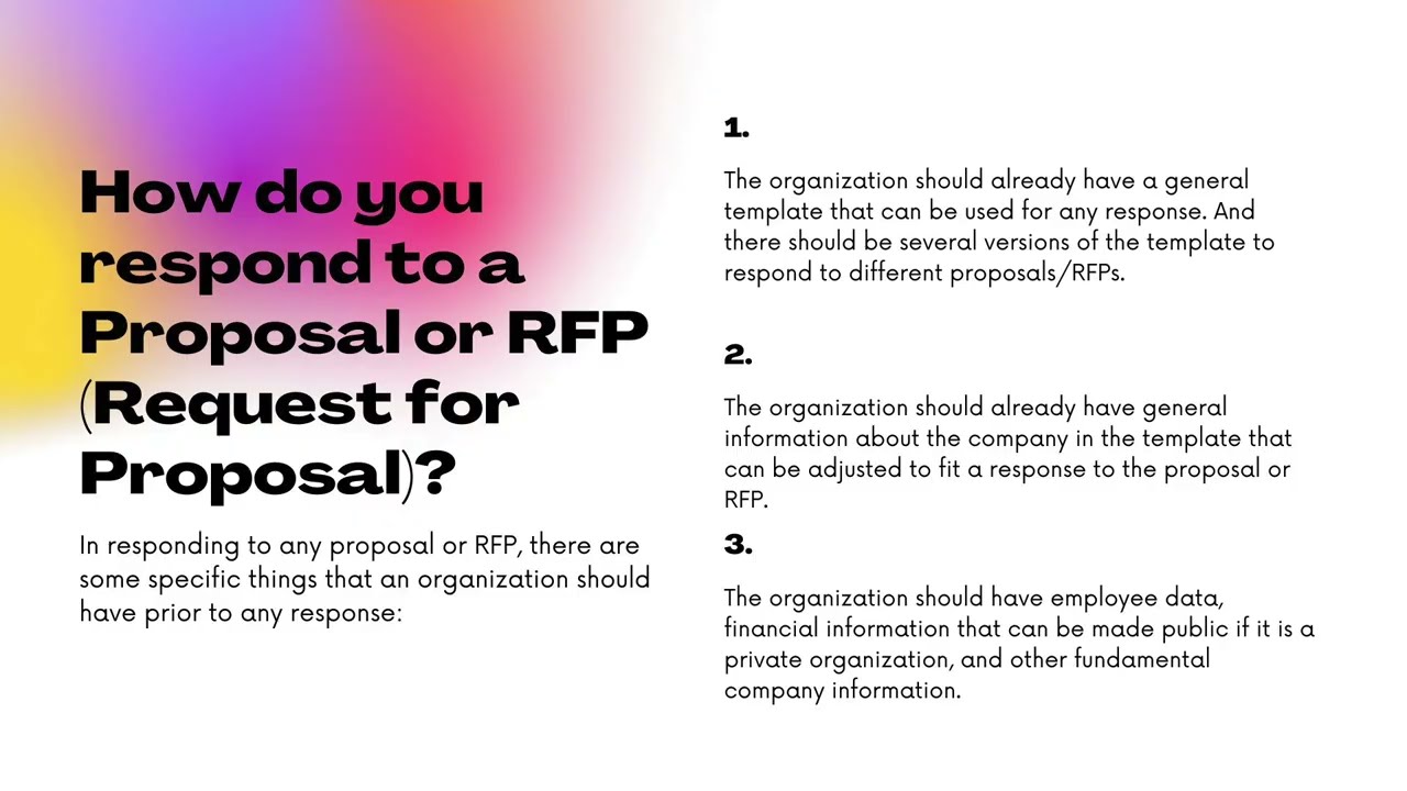 Business Development Workshop: Responding to a Proposal/Request For Proposal (RFP)