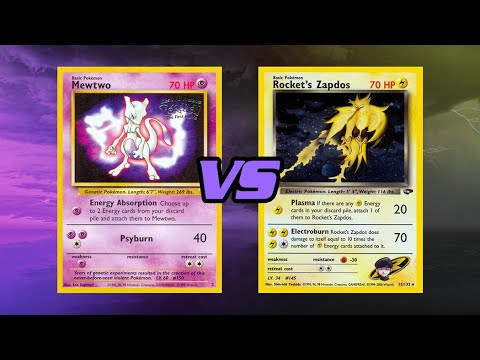 Retro Format Base Set - Gym Pokemon TCG Battle! Mewtwo/Wigglytuff Vs Rocket's Zapdos!