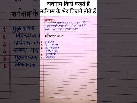 सर्वनाम किसे कहते हैं | सर्वनाम के भेद कितने होते हैं