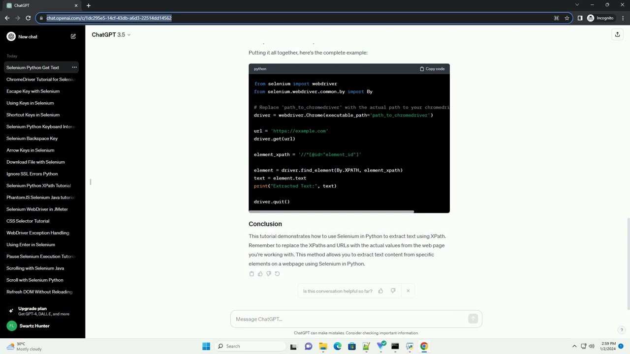 selenium python get text from xpath