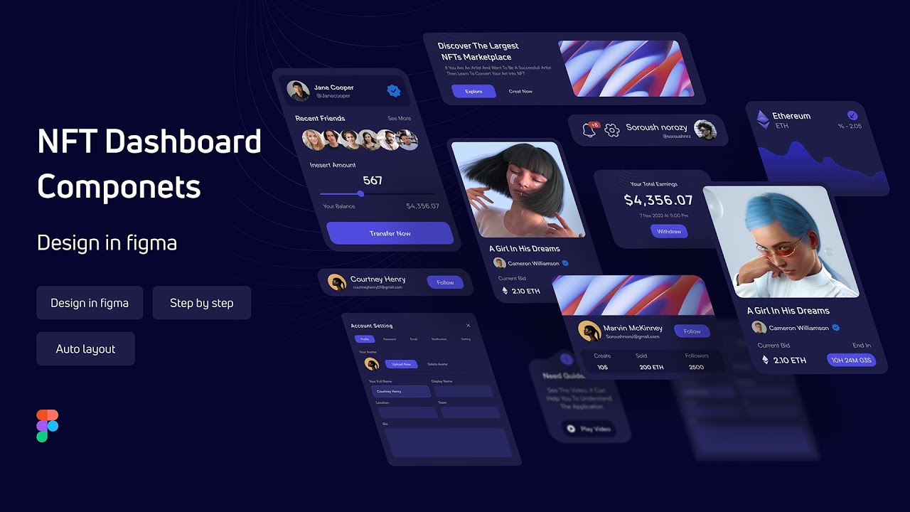 Figma : NFT Dashboard Components Design In Figma