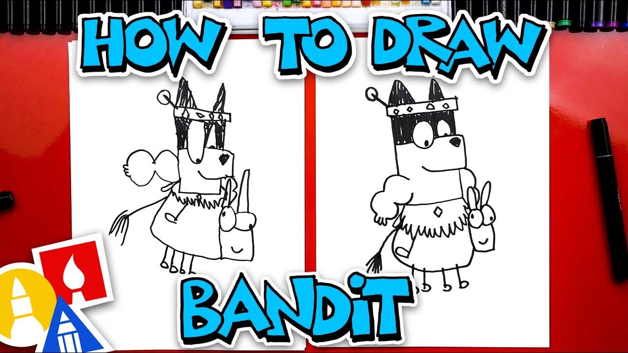 How To Draw Bandit From Bluey Dragon Episode