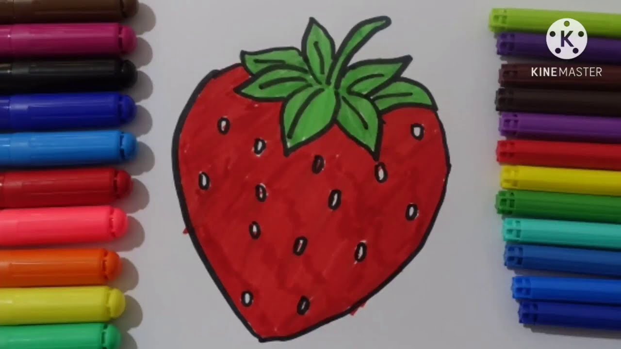 Draw and color strawberry fruit |coloring pages for kids