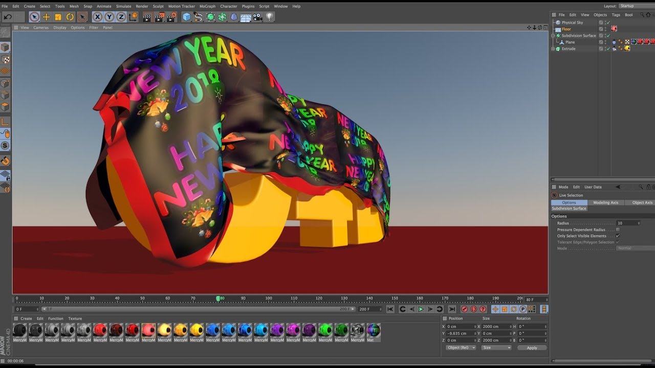 Simulate Cloth with Text Animation Cinema 4D Tutorials