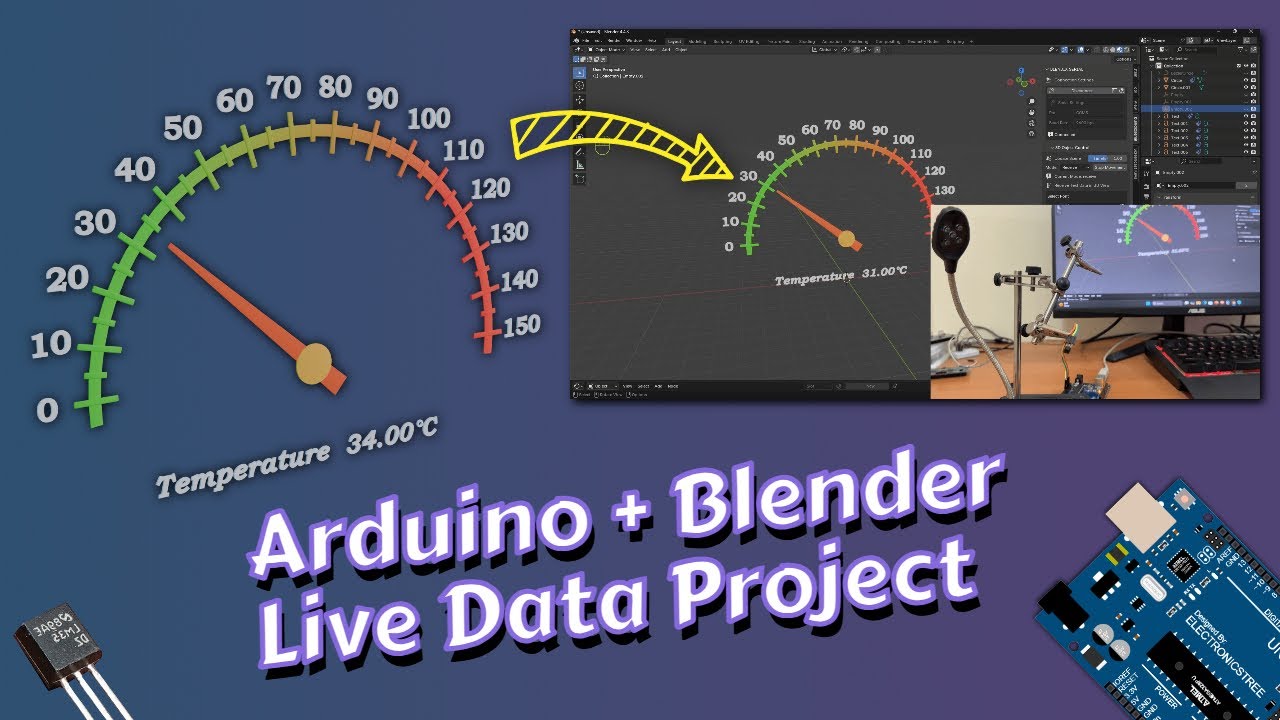 Arduino Project | 3D Temperature Gauge with Blender and Arduino
