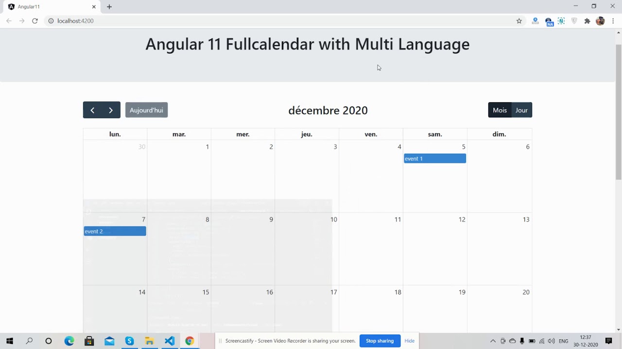 Angular FullCalendar with Multi Language