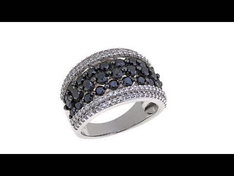 2.02ctw Black and White Diamond Sterling Silver Band Ring