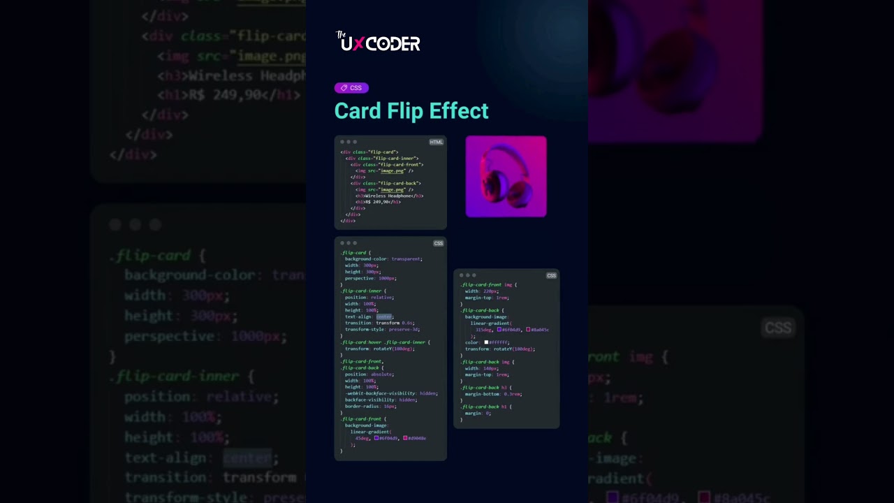 Learn how to create a stunning Flip Card effect using only HTML & CSS!