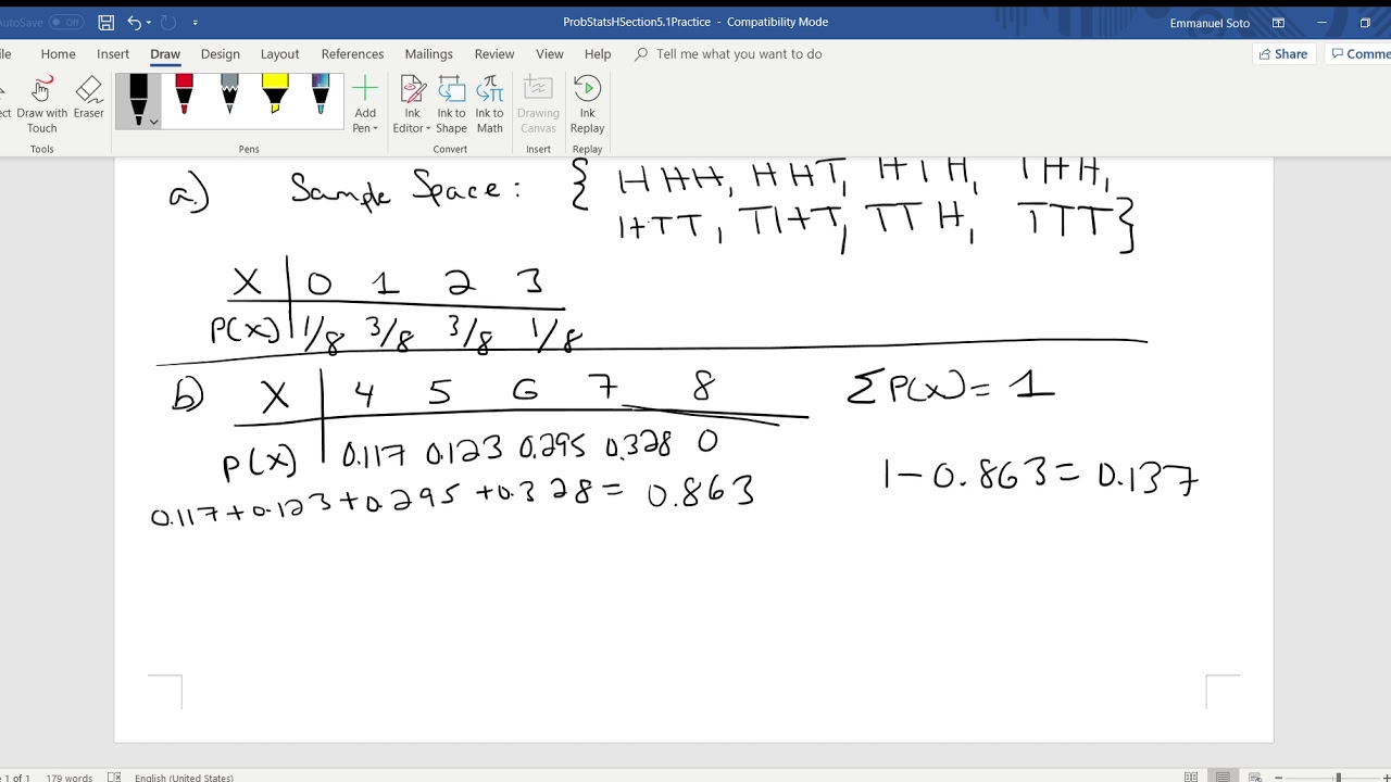Section 5.1 Practice: Probability Distributions