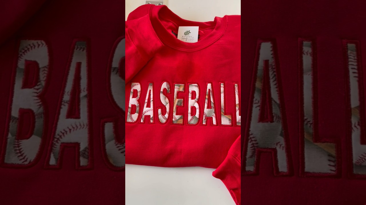 MAKE A BASEBALL EMBROIDERED APPLIQUÉ SWEATSHIRT WITH ME | #embroidery #smallbusiness #applique #art