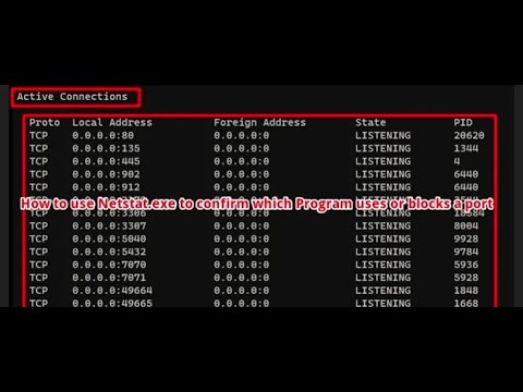How to use Netstat exe to confirm which Program uses or blocks a port