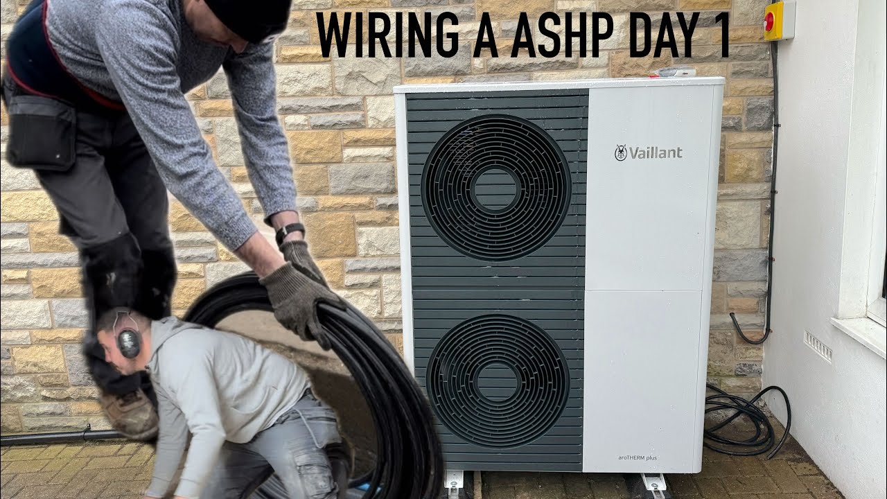 WIRING A VAILANT AIR SOURCE HEAT PUMP DAY 1 #electrician #airsourceheatpump