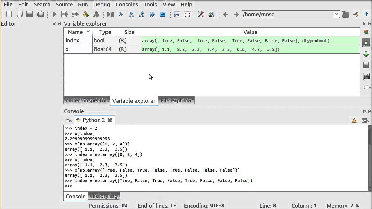 Indexing vectors (Python)