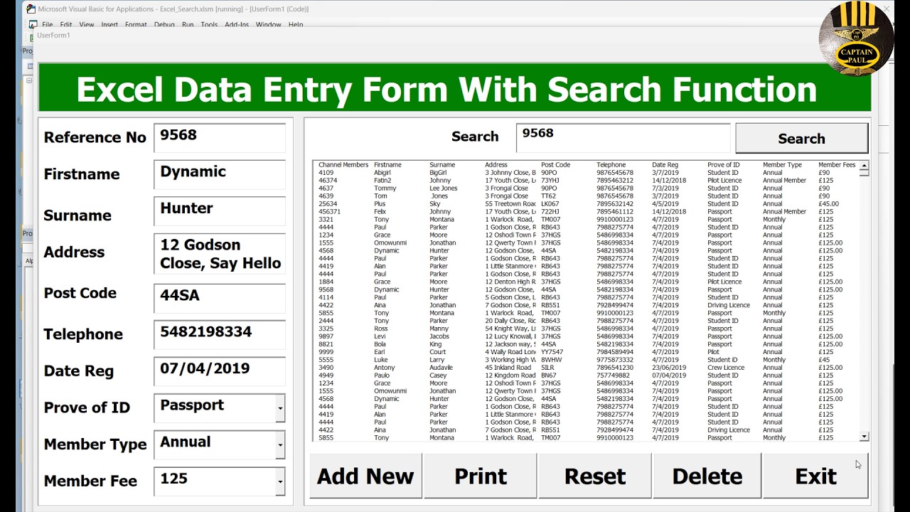 Create a Powerful Excel VBA Data Entry Form with Search Function - Full Tutorial