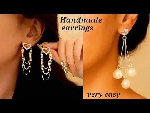 Earrings making at home |how to make earrings |Handmade earrings | pearl earrings making athome|diy