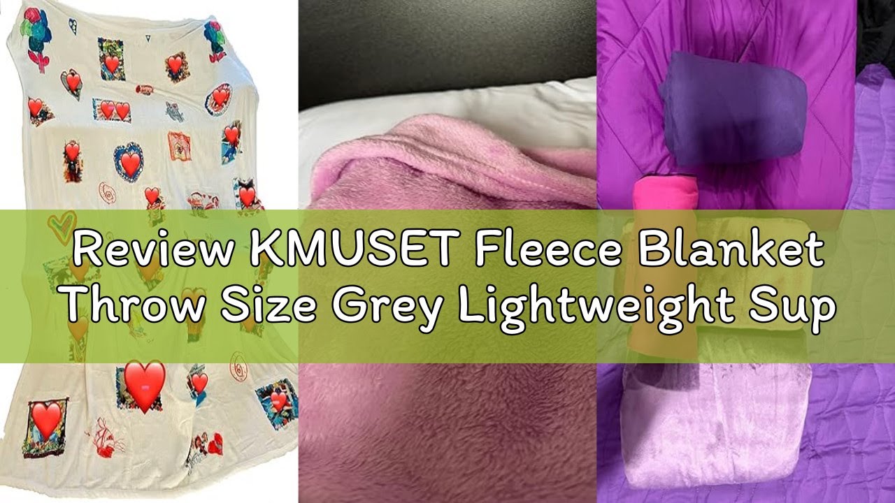 Review KMUSET Fleece Blanket Throw Size Grey Lightweight Super Soft Cozy Luxury Bed Blanket Microfib