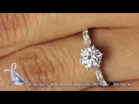 ER-0104 - 1.23 Carat E-SI1 Certified Natural Round Diamond Engagement Ring 18k White Gold