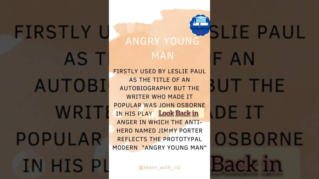 Angry young man #englishliterature #shorts