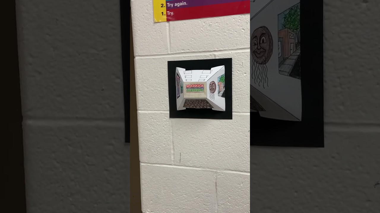 Optical illusion 1 point perspective interior