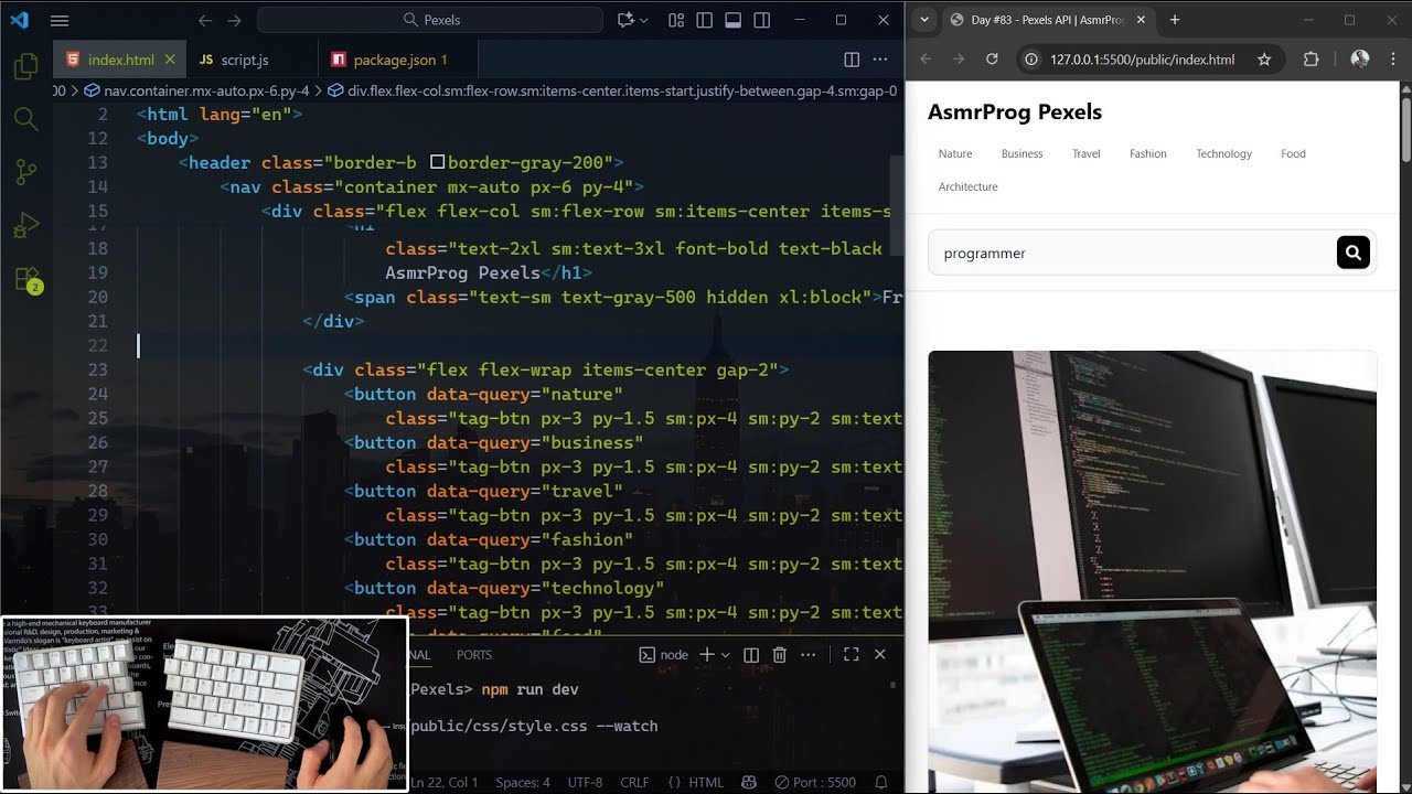 Responsive Image Gallery with Pexels API & Tailwind CSS | JavaScript Tutorial