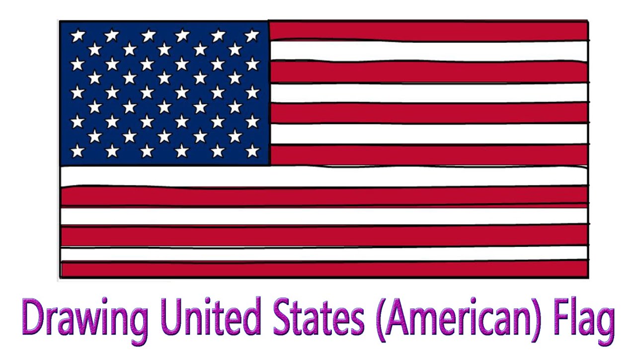 How to Drawing United States (American) Flag Learn Coloring Page