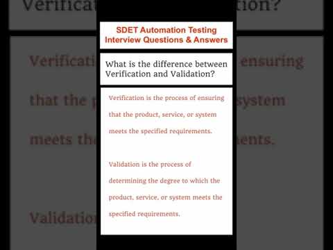 What is the difference between Verification and Validation? SDET Automation Testing Interview