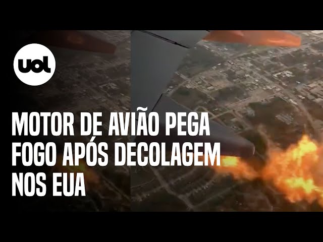 Motor de avião pega fogo após decolagem e faz pouso de emergência