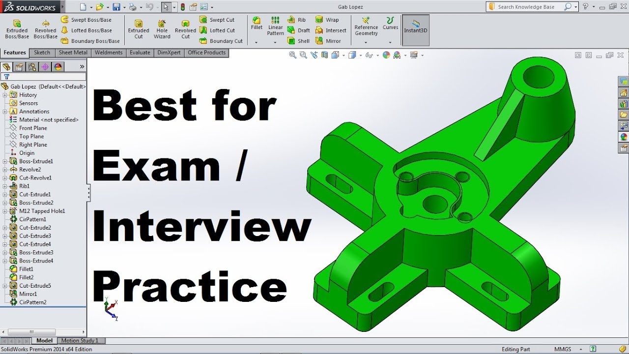 SolidWorks Tutorial for Beginners | SolidWorks Exam or Interview Practice for Mechanical