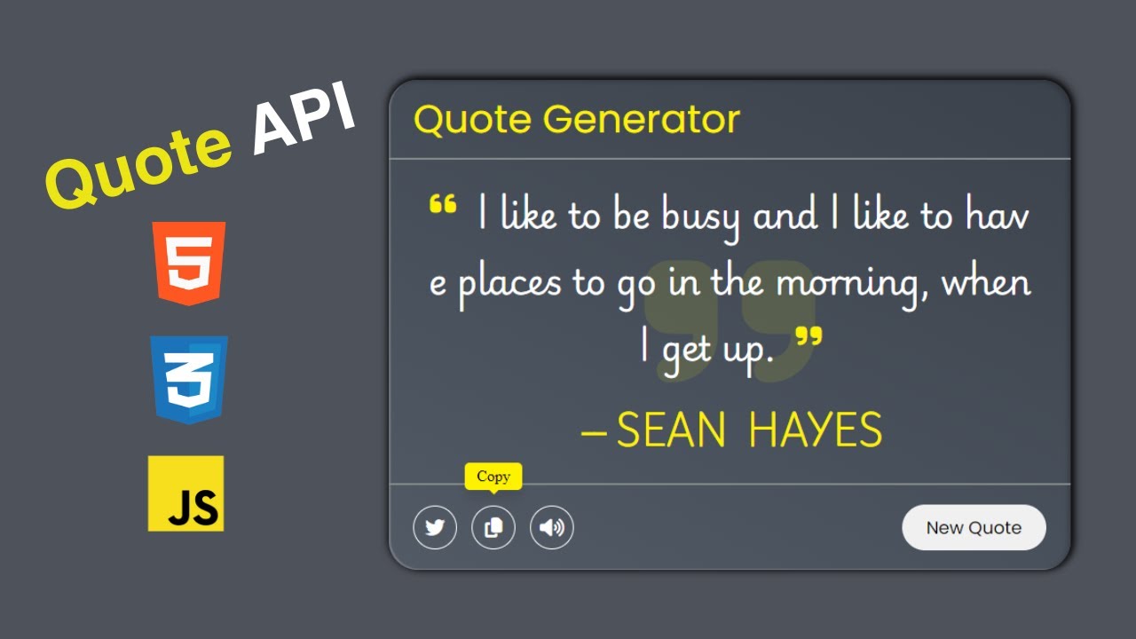 Random Quote Generator using HTML, CSS and JavaScript with Free Source Code | API Project