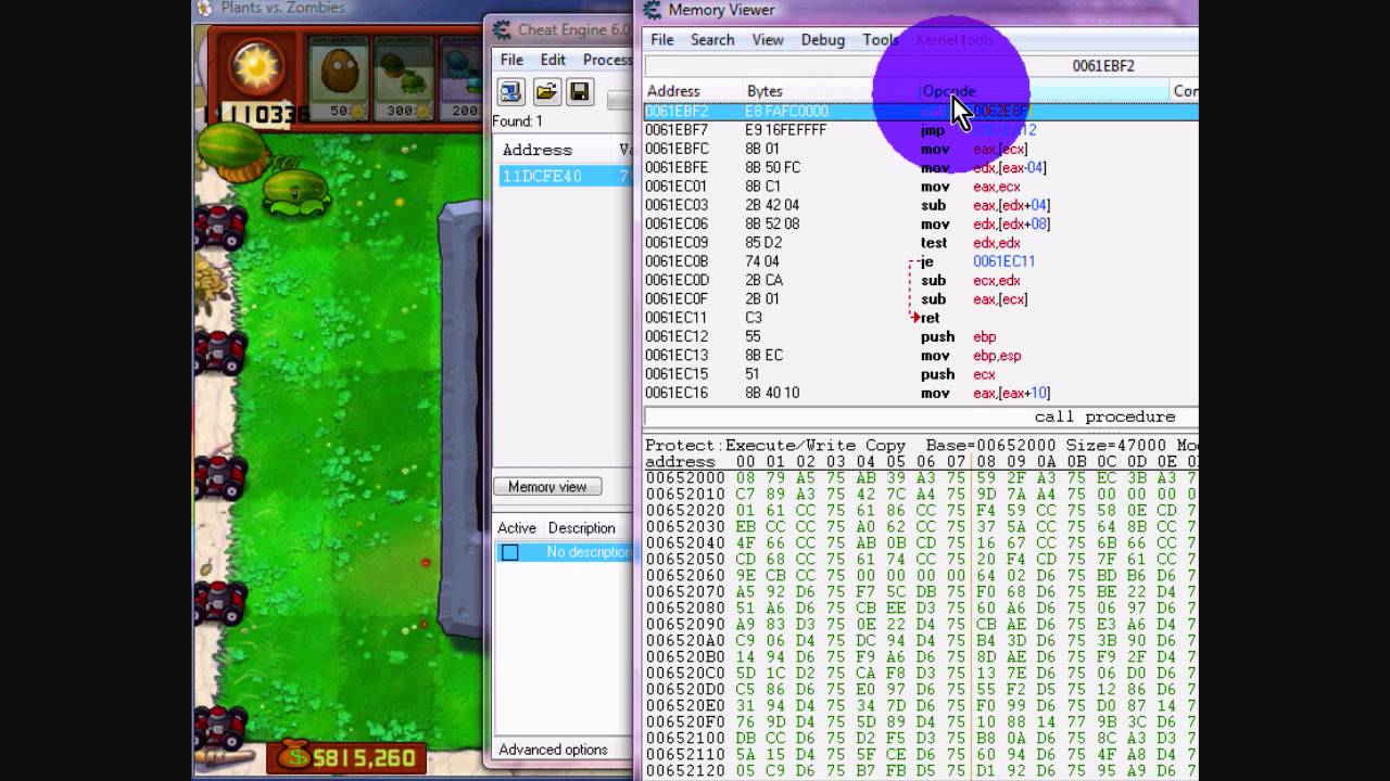 Plants vs Zombies - Sun & Recharge Tutorial [Cheat Engine]