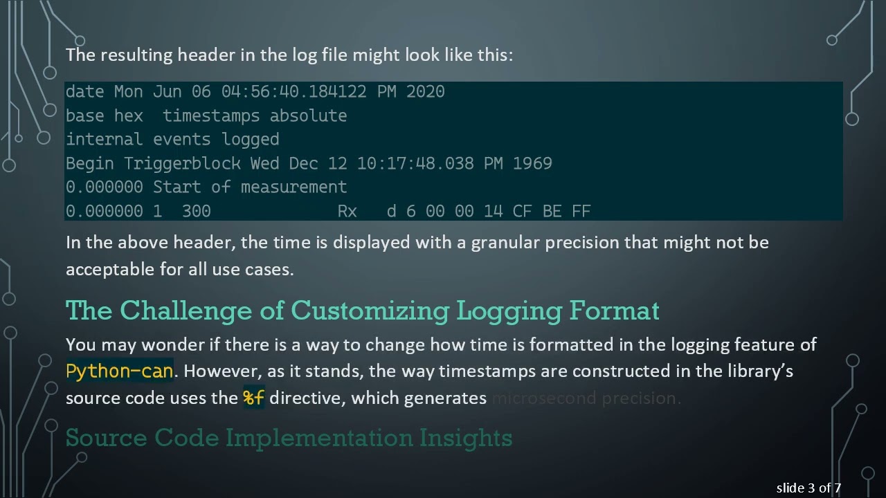 Customizing the Python-can Logging Format: A Guide to Time Precision