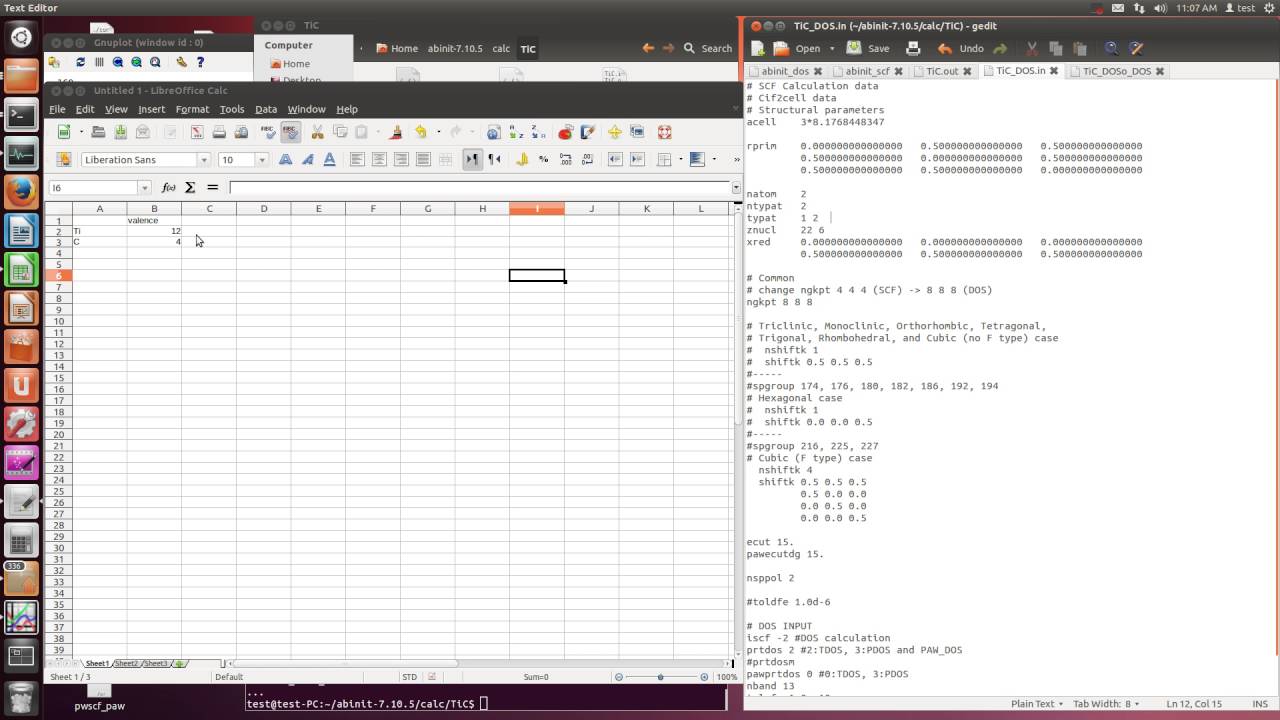 Abinit (DOS plot, gnuplot)
