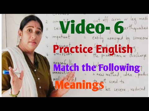 Jr Intermediate Practice English Video-6 Jr Intermediate Match the following , Meanings