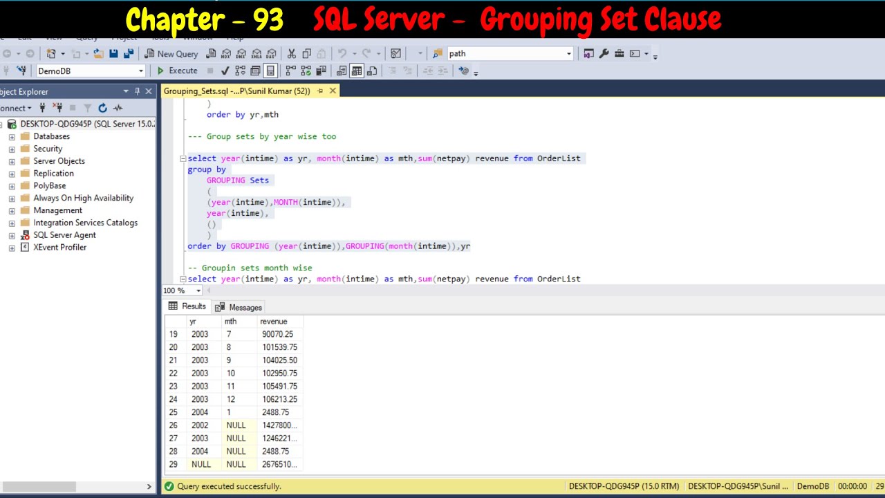 SQL Server - Grouping Set