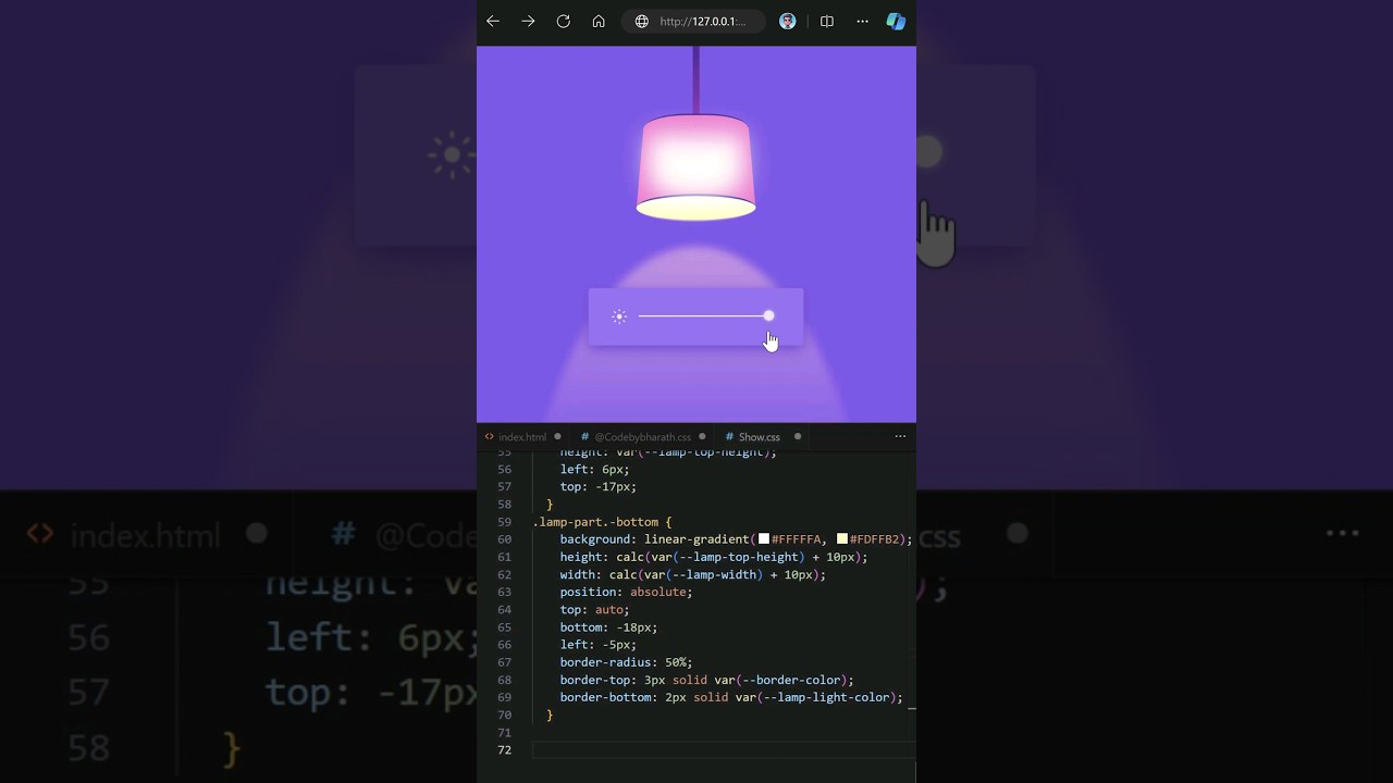 Day 030 - 🥶 css lamp with slider control #coding #webdevelopment #frontend #cssanimation #htmlcss