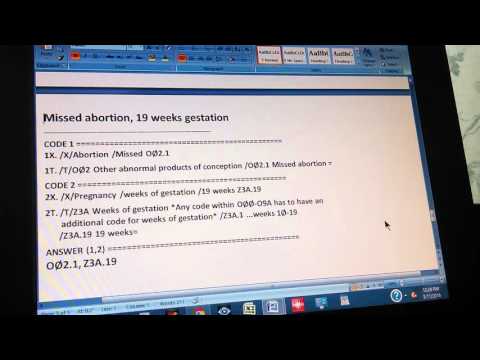ICD-10 JJ-10A-356-11-L2 missed abortion 19 weeks gestation