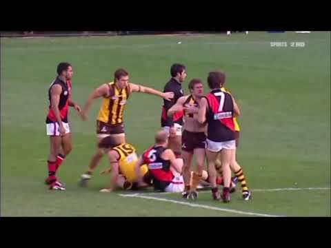 line in the sand Game . Huge Brawl Essendon v Hawthorn
