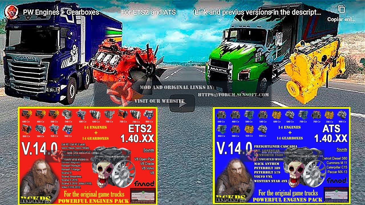 Pack Powerful engines + gearboxes V.14.0 for ATS 1.40.XX 14.0 - ATS