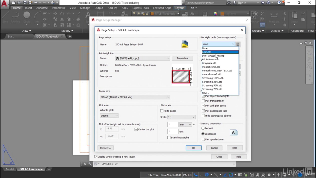 AutoCAD Tutorial - Setting a simple page setup