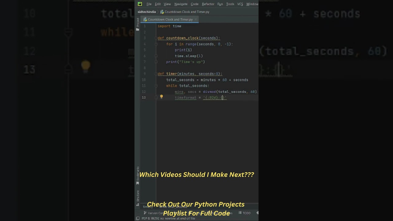 Countdown Clock and Timer In Python Trick 🤫 #countdown #clock #timer #python #coding #programming