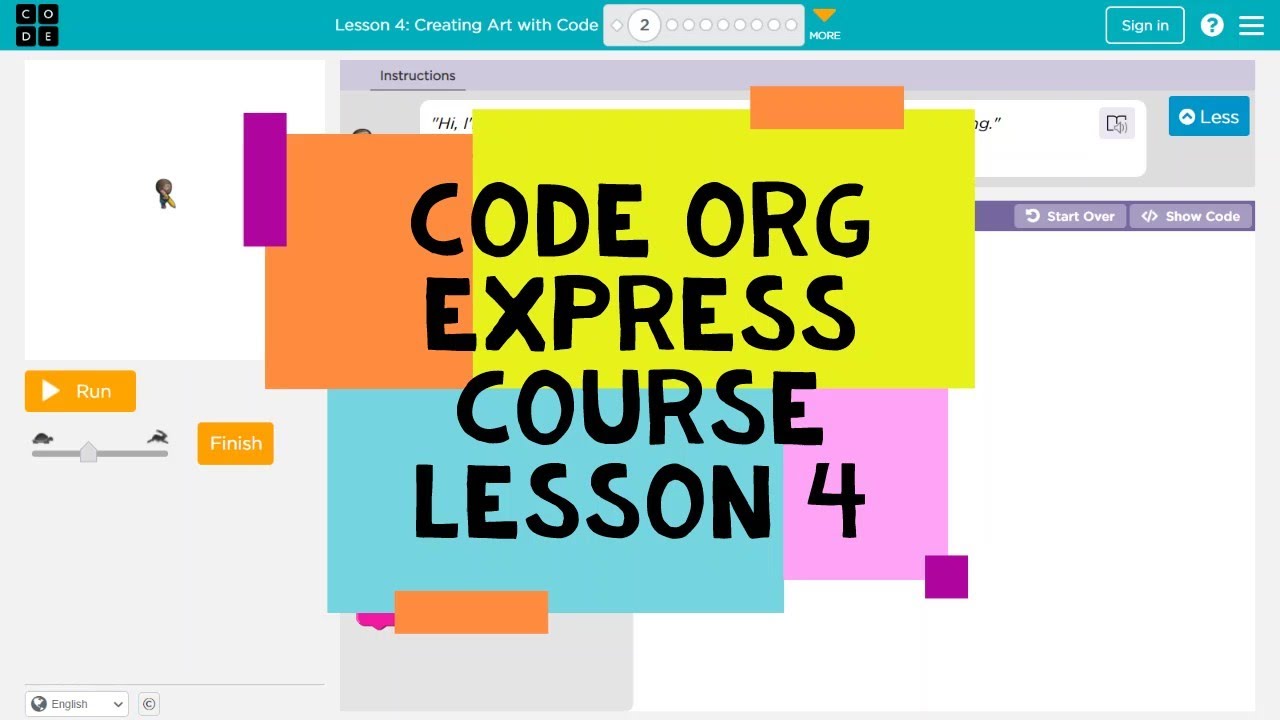 Code.org Lesson 4 - Code Org Express Course Lesson 4 Creating Art with Code - Course C Lesson 6
