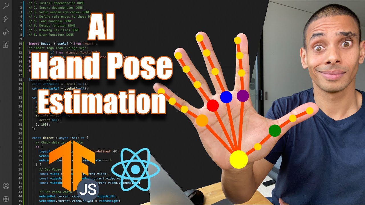 Real Time AI HAND POSE Estimation with Javascript, Tensorflow.JS and React.JS