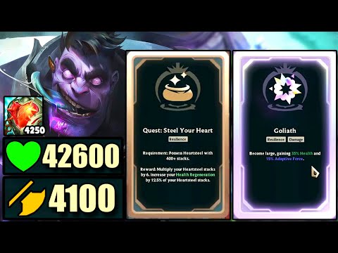 4100 AD 42,600 HP MUNDO INSANE HIGH ROLL!! 4250 HEARTSTEEL STACKS - League of Legends Arena