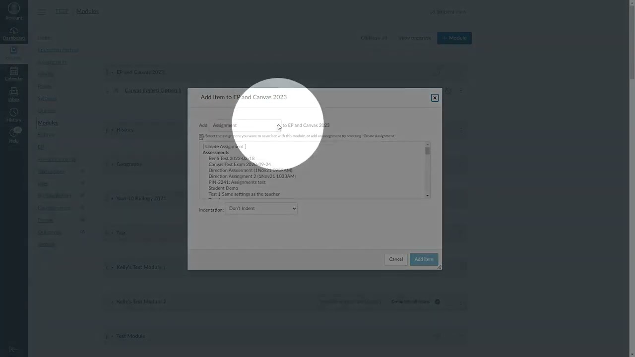 Using EP as an External Tool in Canvas