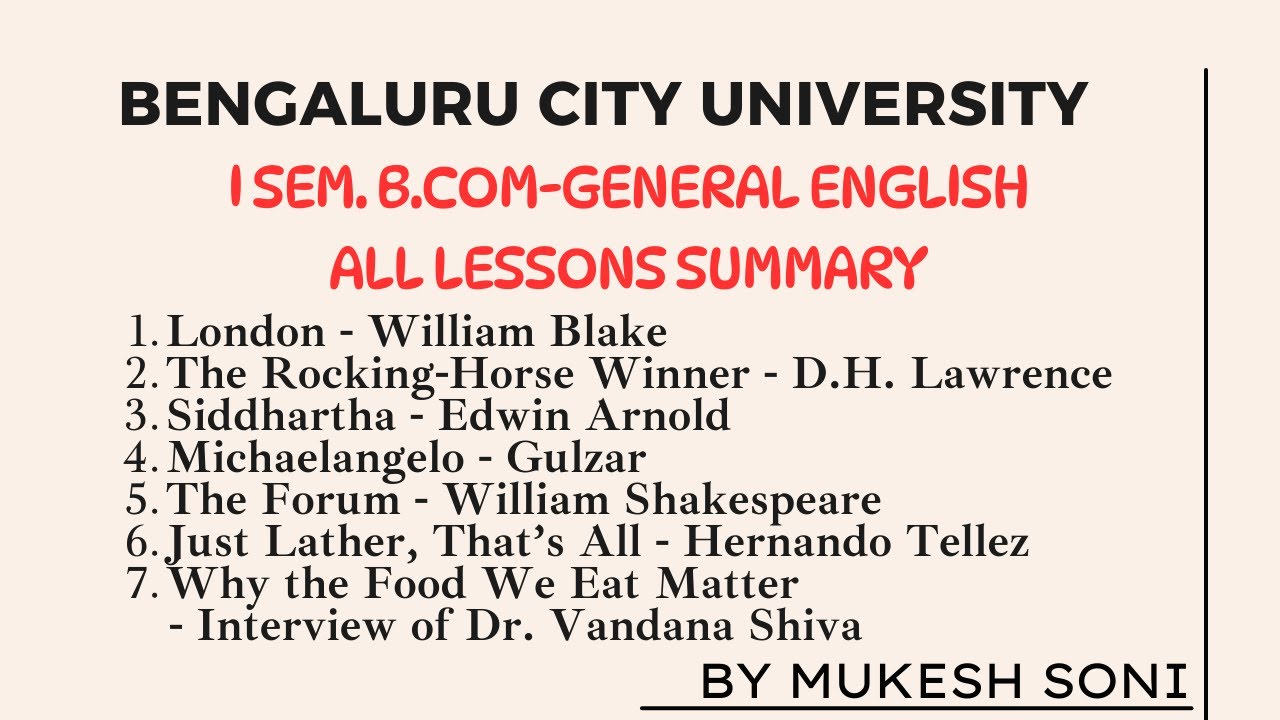 Comprehensive Summary of B.Com General English First Semester Lessons ...
