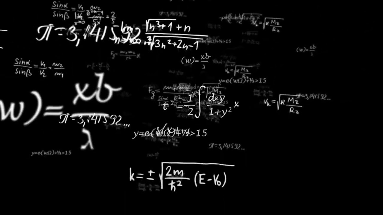 Mathematic Formulas Numbers Animation Background Rendering Loop with Alpha Channel 4K