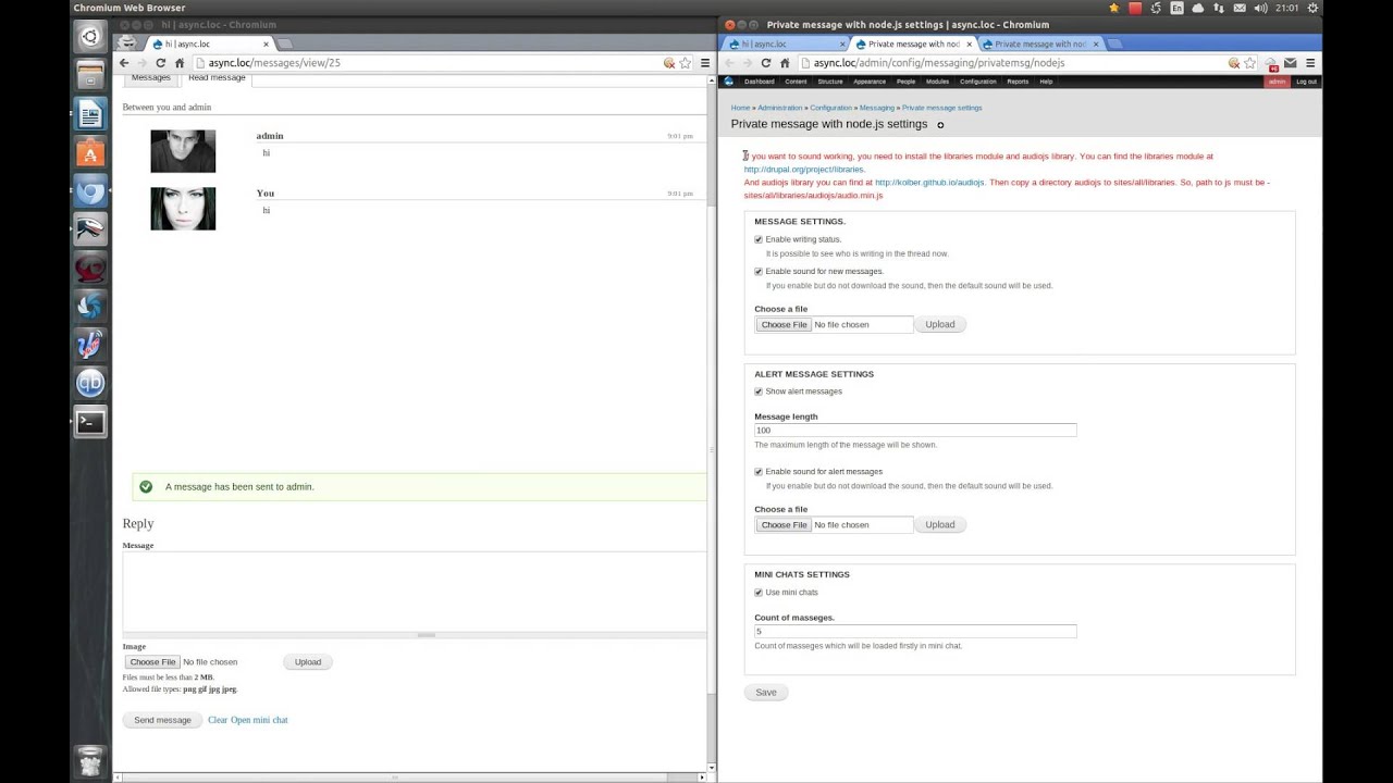 Private message with node.js
