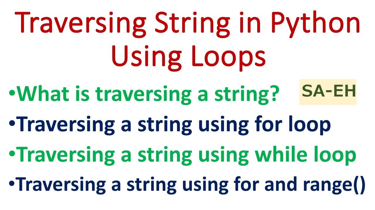 Traversing String in Python Using Loops | String Traversing with Examples | CBSE | Python Tutorial